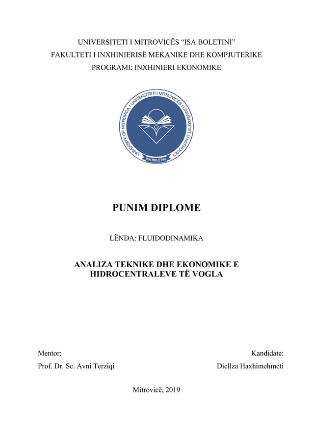 Analiza teknike dhe ekonomike e hidrocentraleve te vogla | PDF