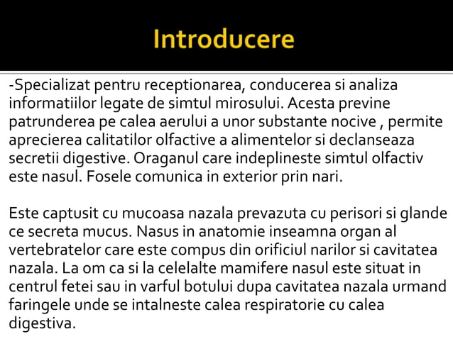 Analizatorul olfactiv . | PPTX