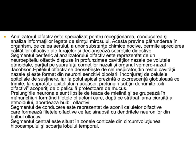 Analizatorul olfactiv . | PPTX
