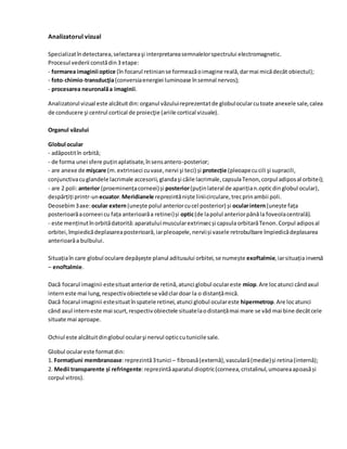 Anatomie: analizatorul vizual | DOCX