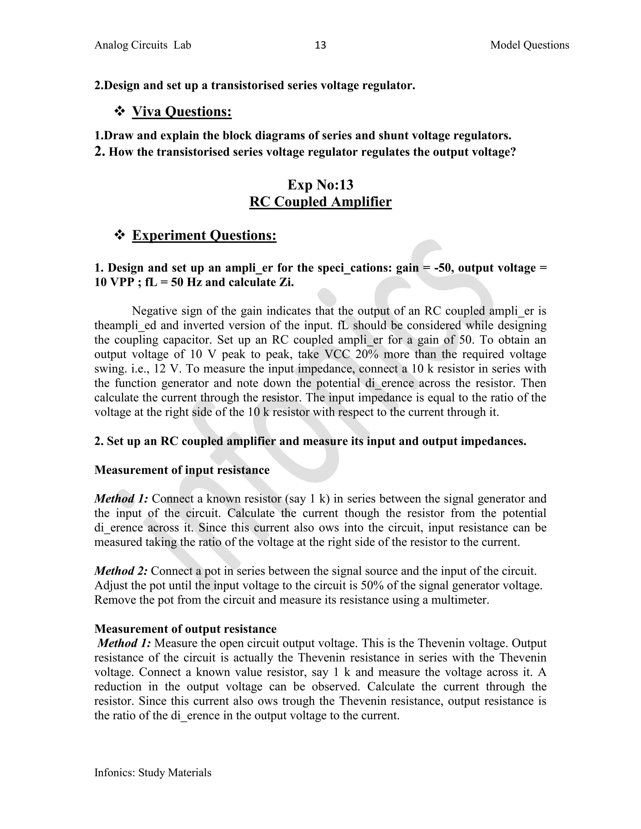 Analog circuits-lab-possible-viva-questions | PDF