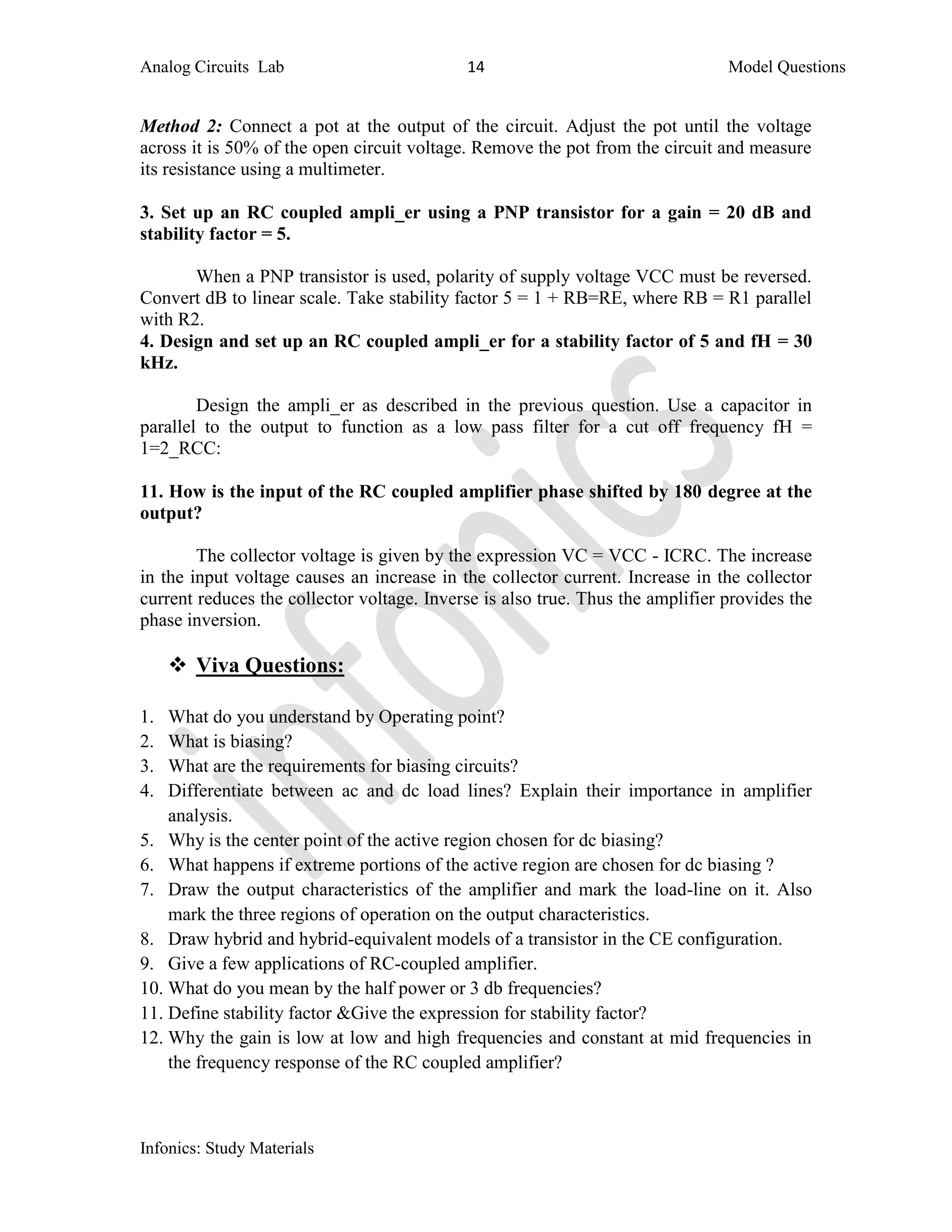 Analog circuits-lab-possible-viva-questions | PDF