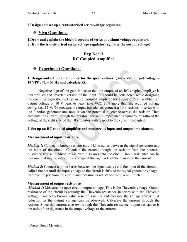 Analog circuits-lab-possible-viva-questions | PDF