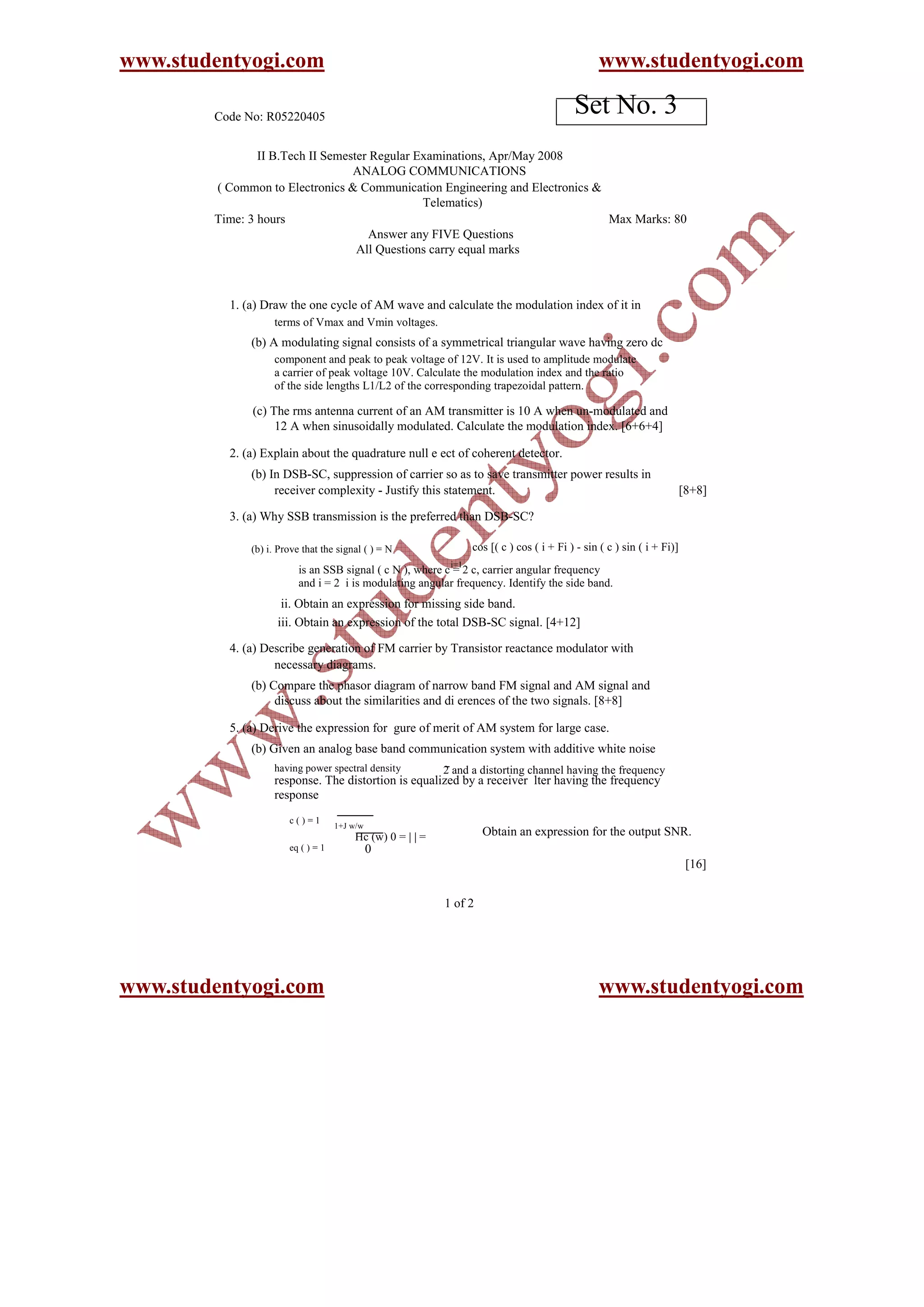 Analog Communications | PDF