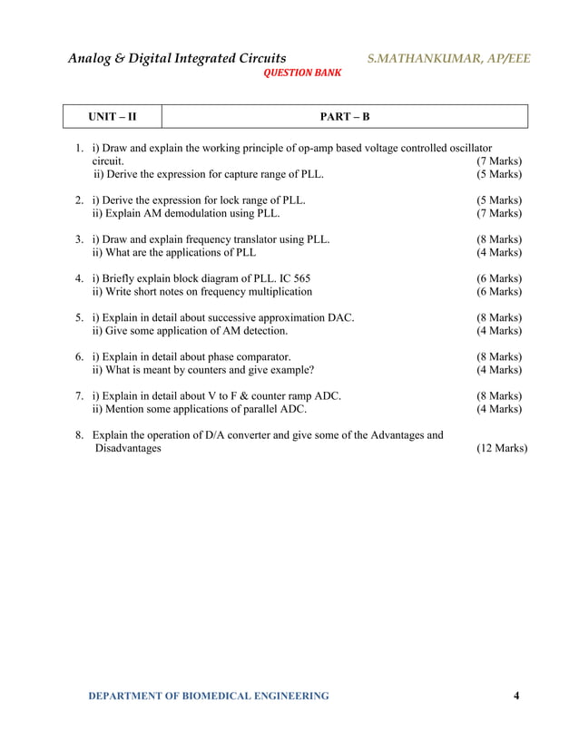 Analog & Digital Integrated Circuits (Question Bank) | PDF | Computing ...
