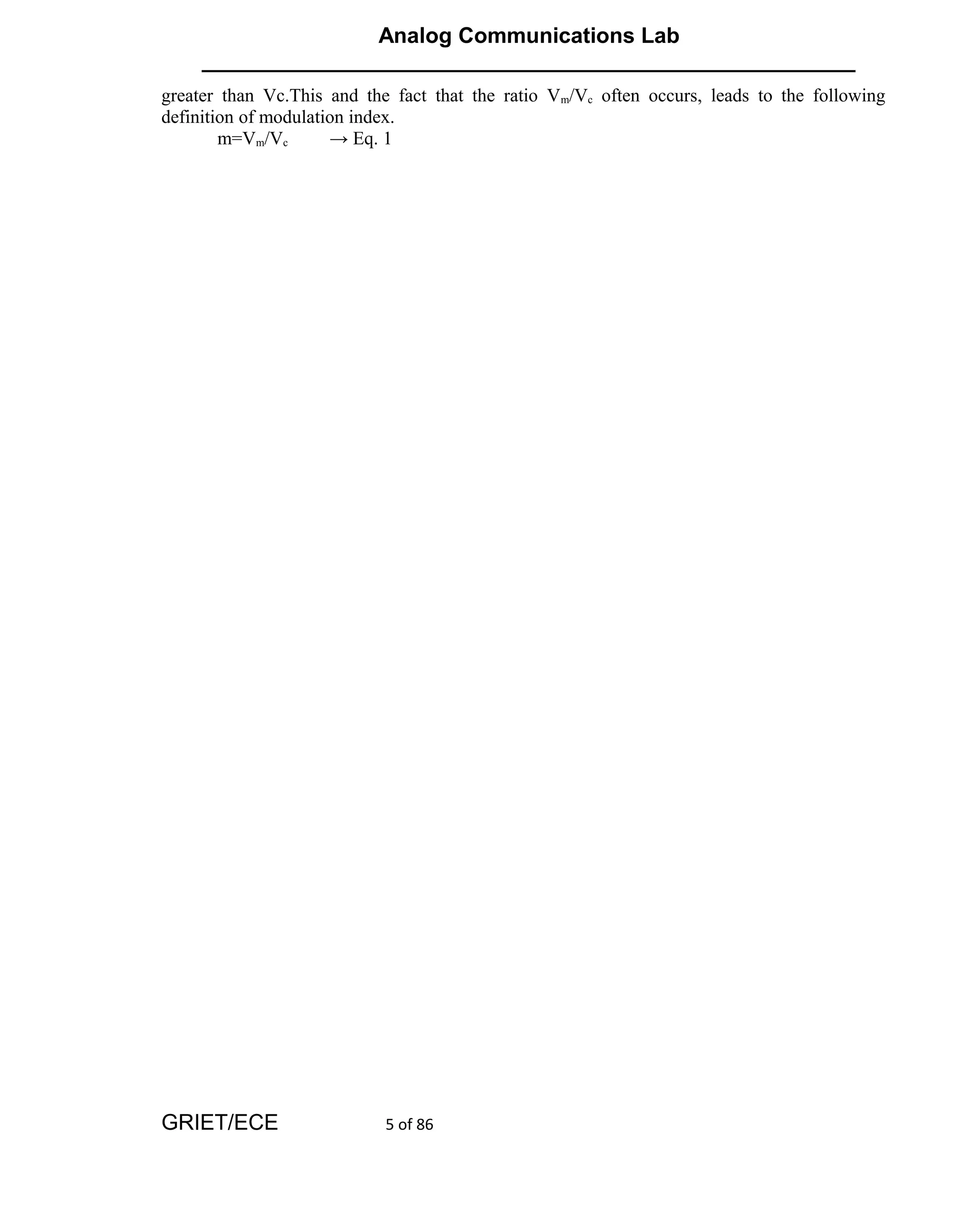 Analog comm lab manual | DOC