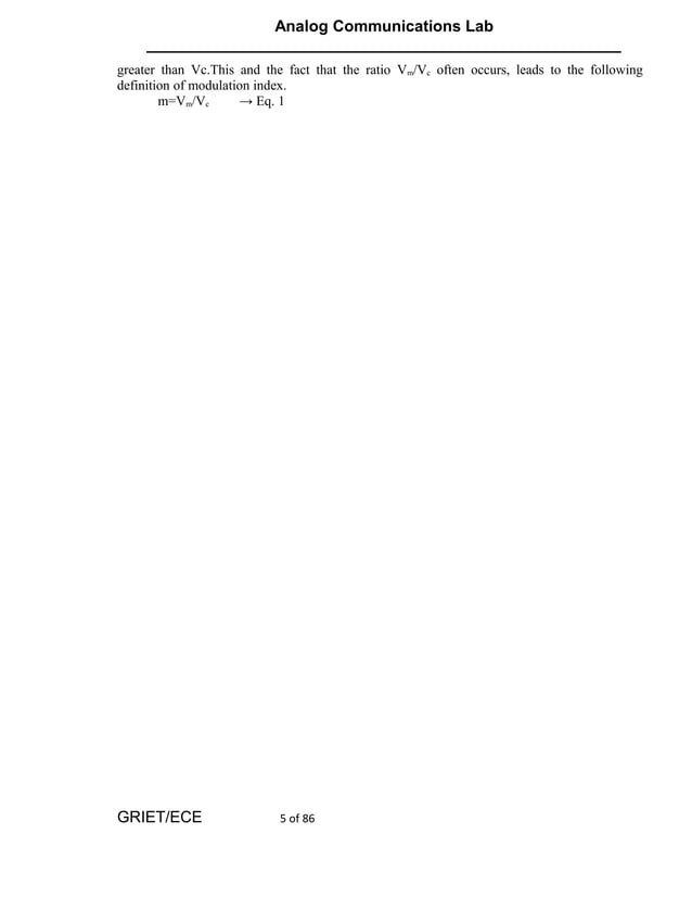 Analog comm lab manual | DOC