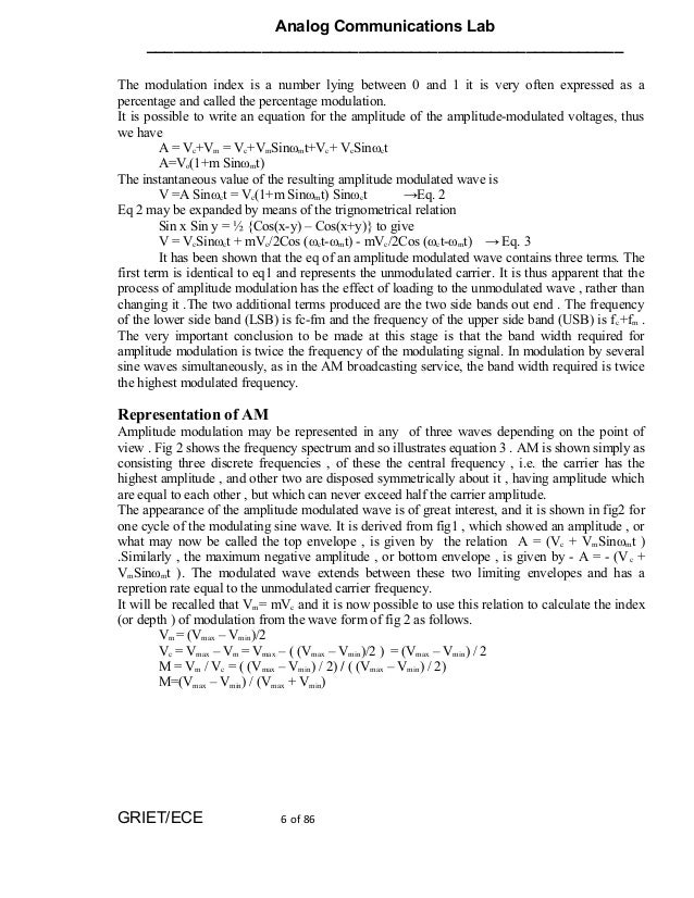 Analog Communication Lab Syllabus With Manual Greenwayie