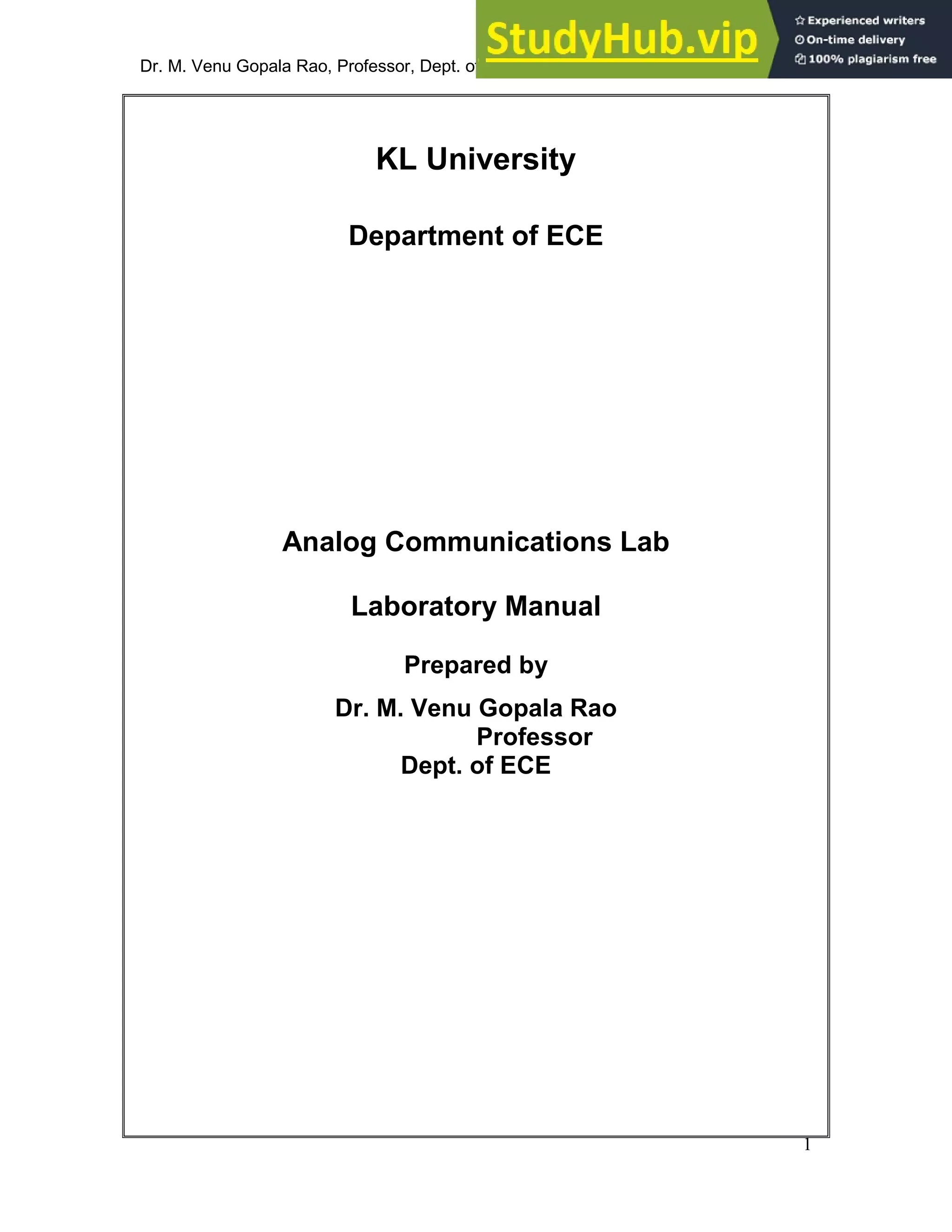 Analog Communications Lab Laboratory Manual | PDF