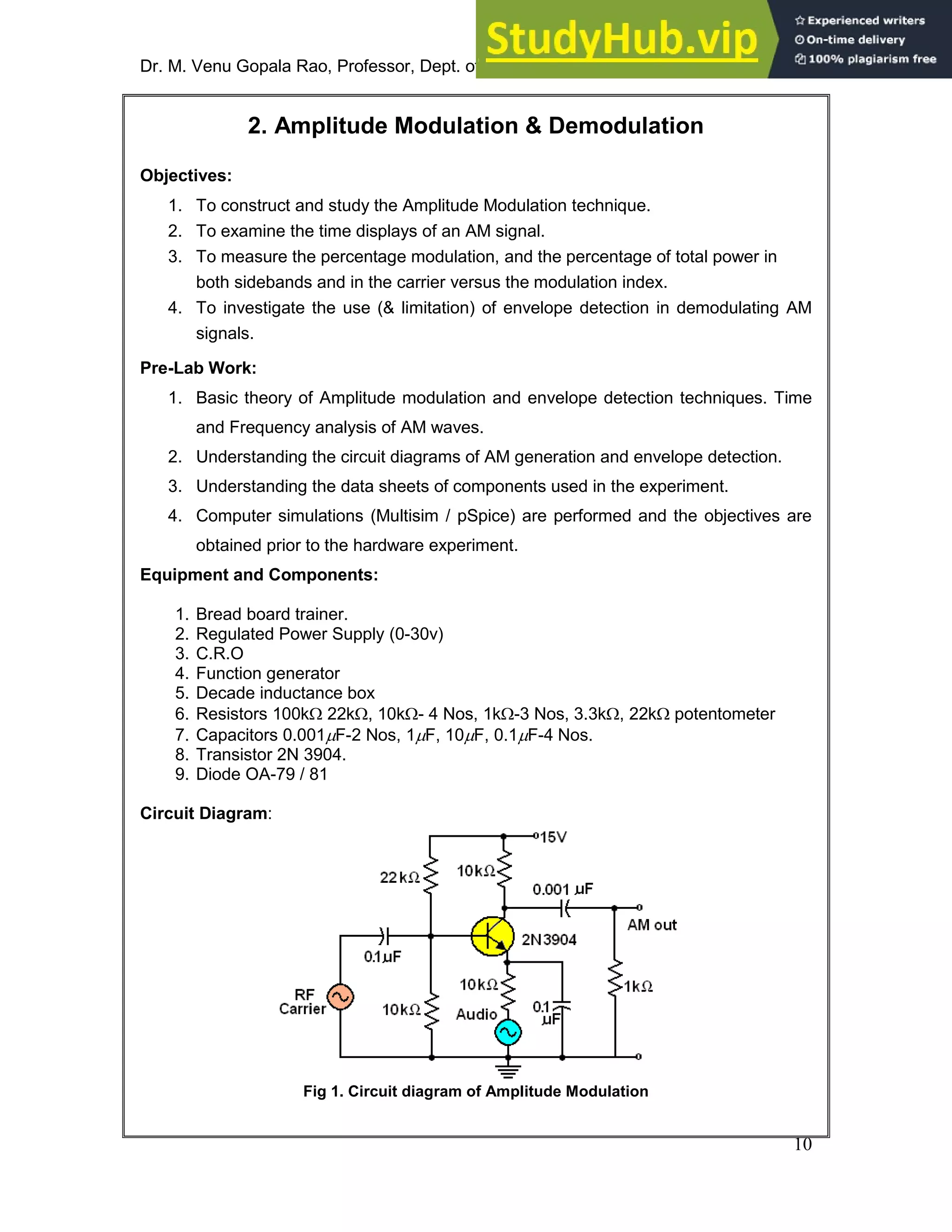 Analog Communications Lab Laboratory Manual Pdf