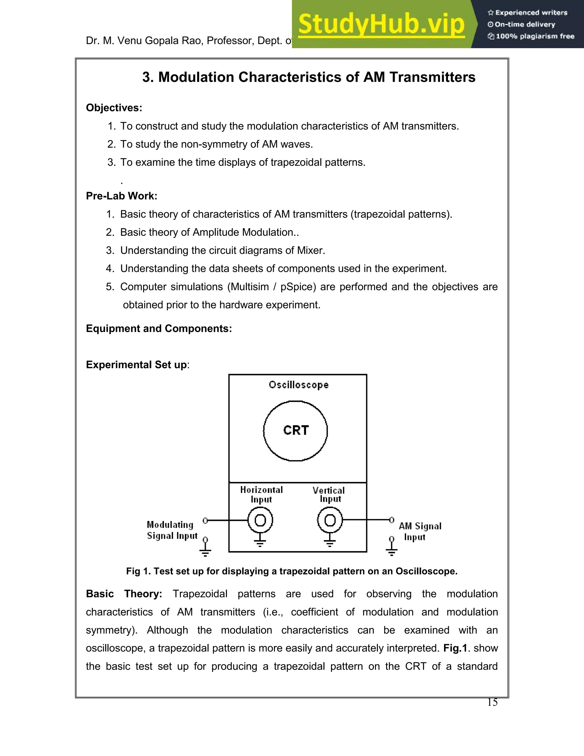 Analog Communications Lab Laboratory Manual | PDF