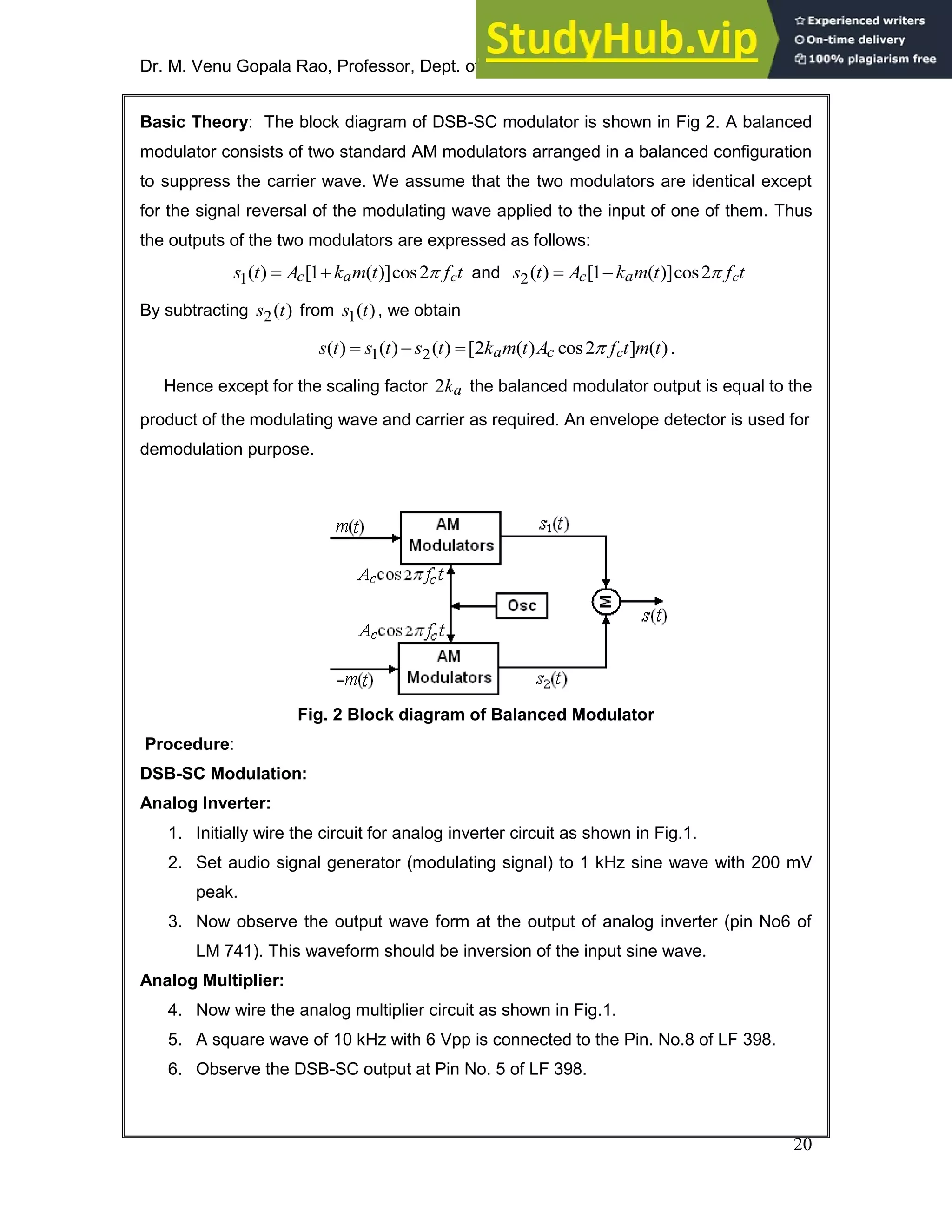 Analog Communications Lab Laboratory Manual | PDF
