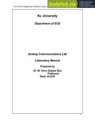Analog Communications Lab Laboratory Manual | PDF