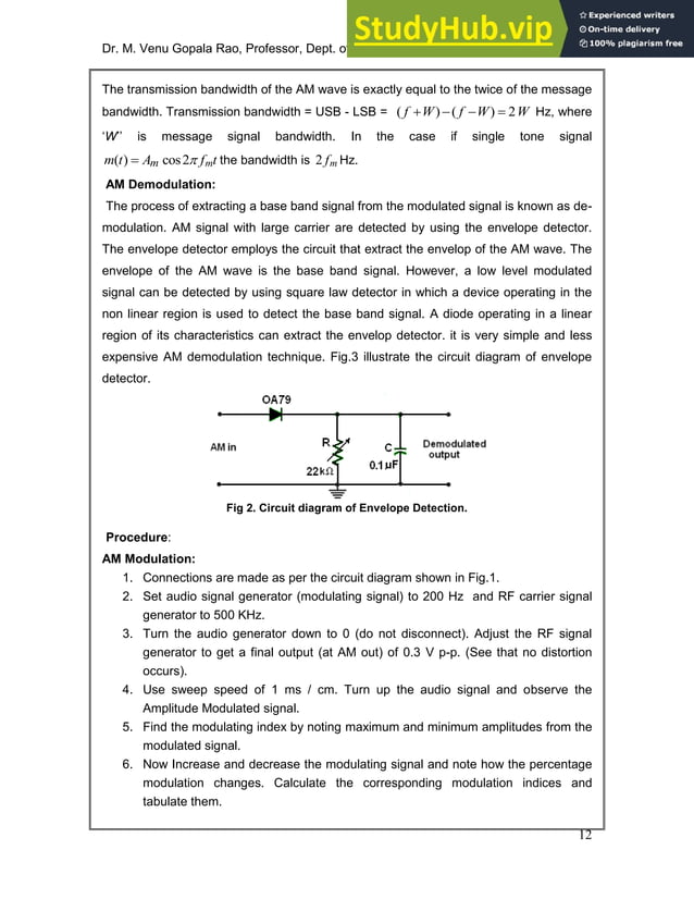 Analog Communications Lab Laboratory Manual | PDF