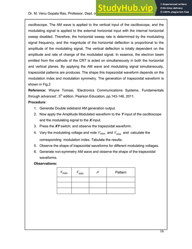 Analog Communications Lab Laboratory Manual Pdf