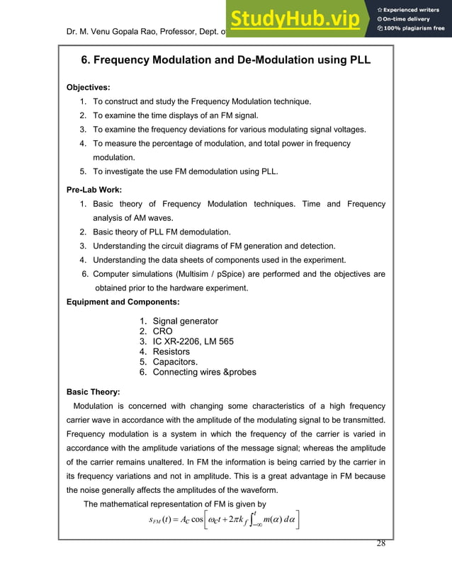 Analog Communications Lab Laboratory Manual | PDF