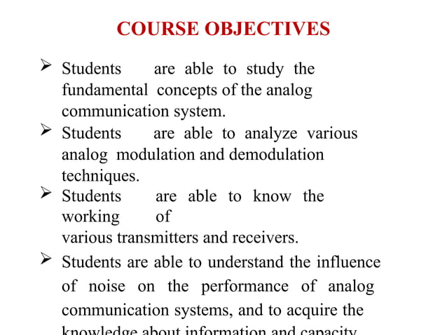 Analog Communications Including Am Fm Modulation Ppt