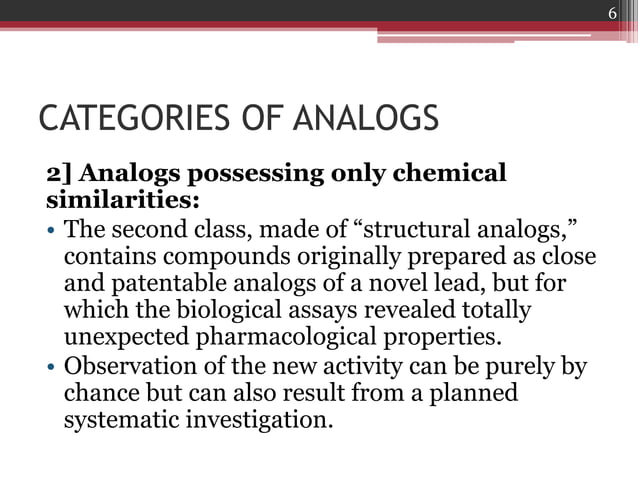 Analog design medicinal chemistry | PPTX | Chemistry | Science