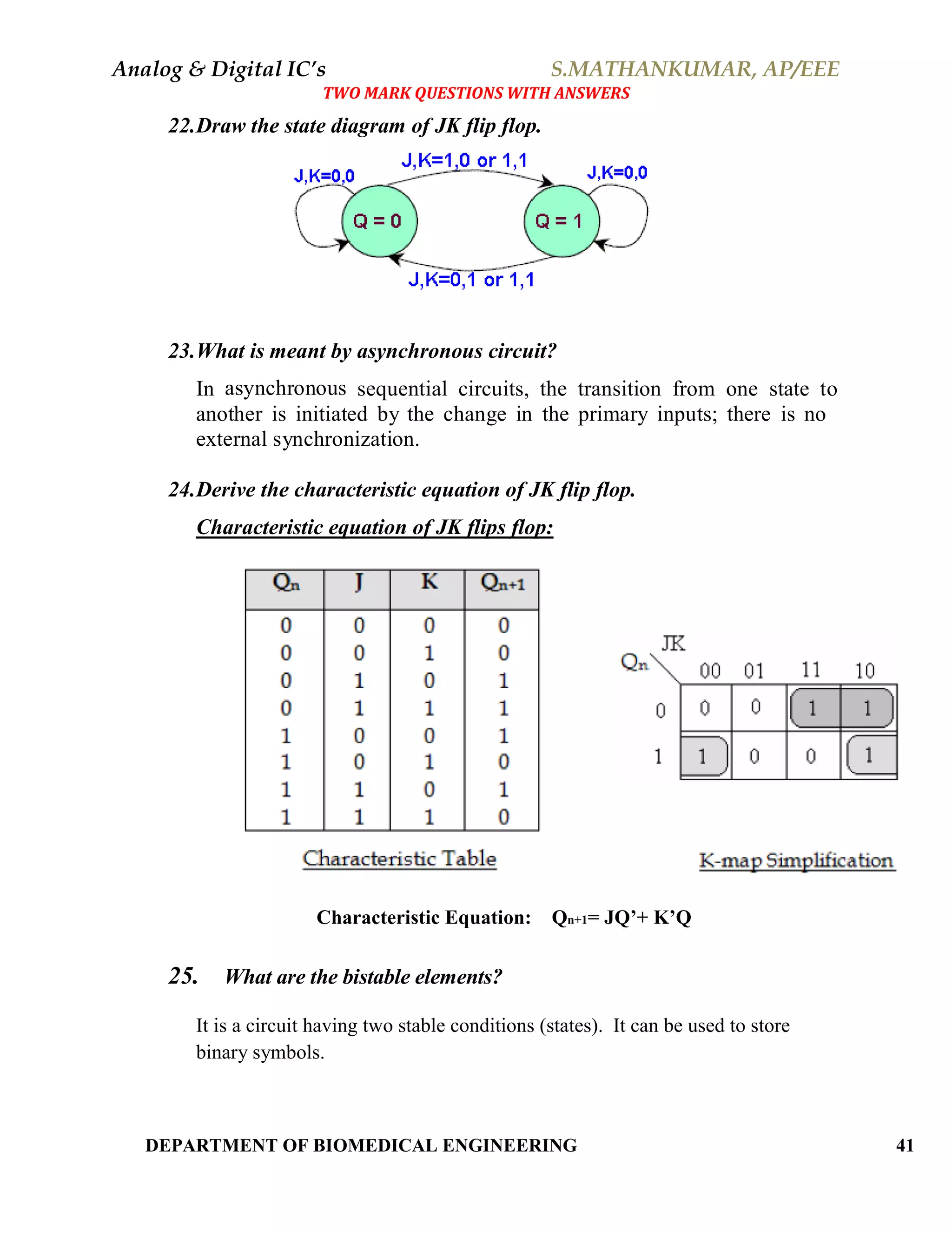 Analog & Digital Integrated Circuits - Material (Short Answers) | PDF