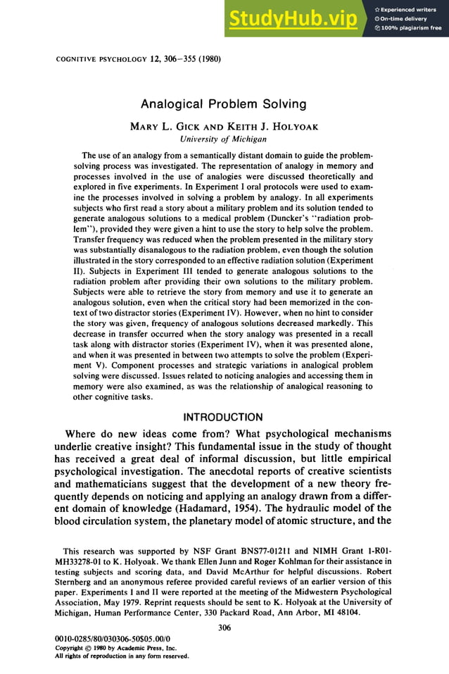 Analogical Problem Solving | PDF