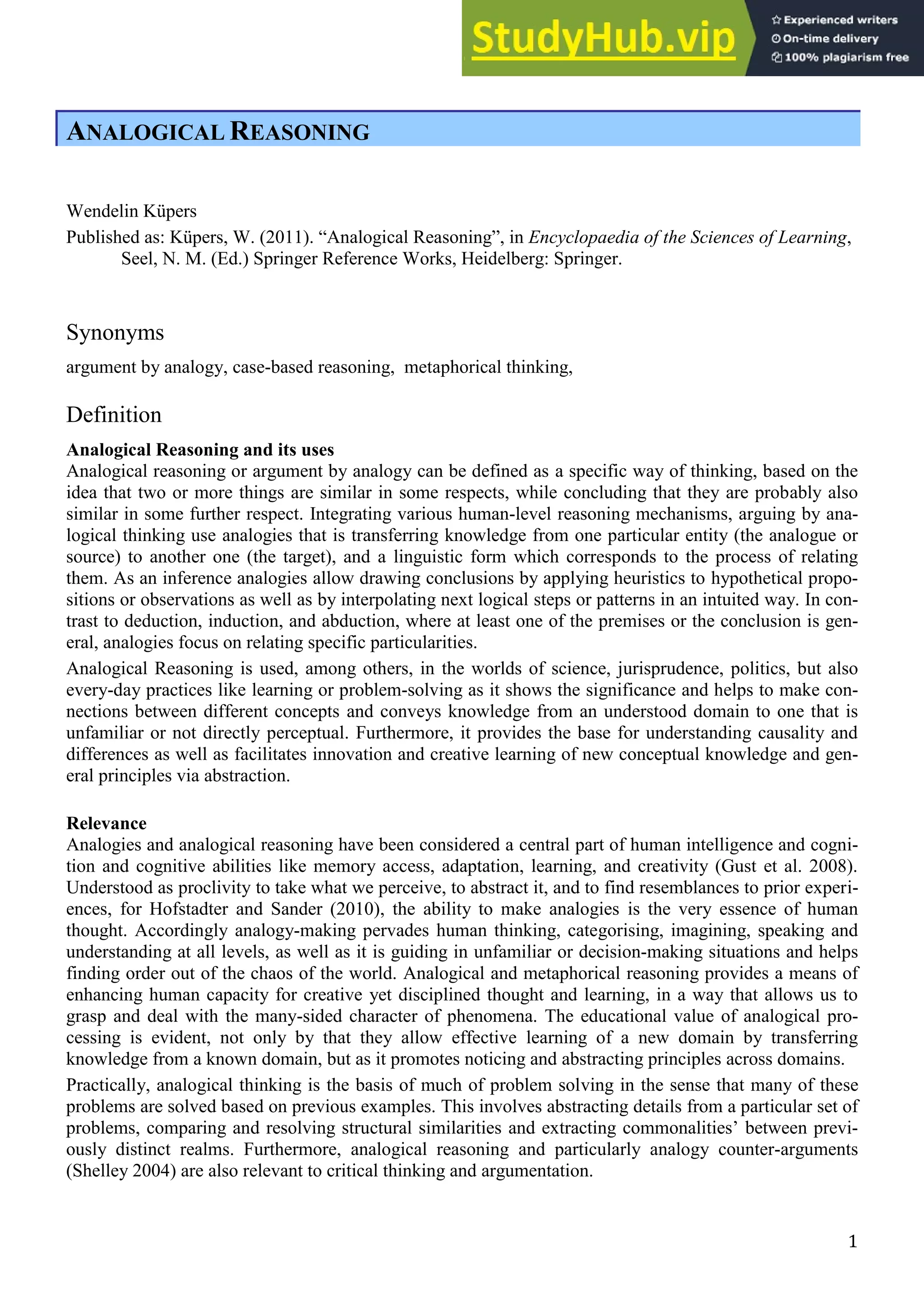 Analogical Reasoning | PDF