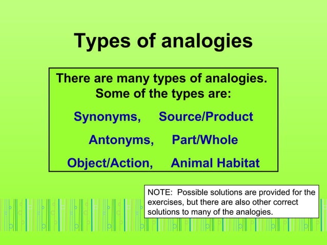Analogies 1-six-types-of-analogies | PPT | Birdwatching | Hobbies & Interests