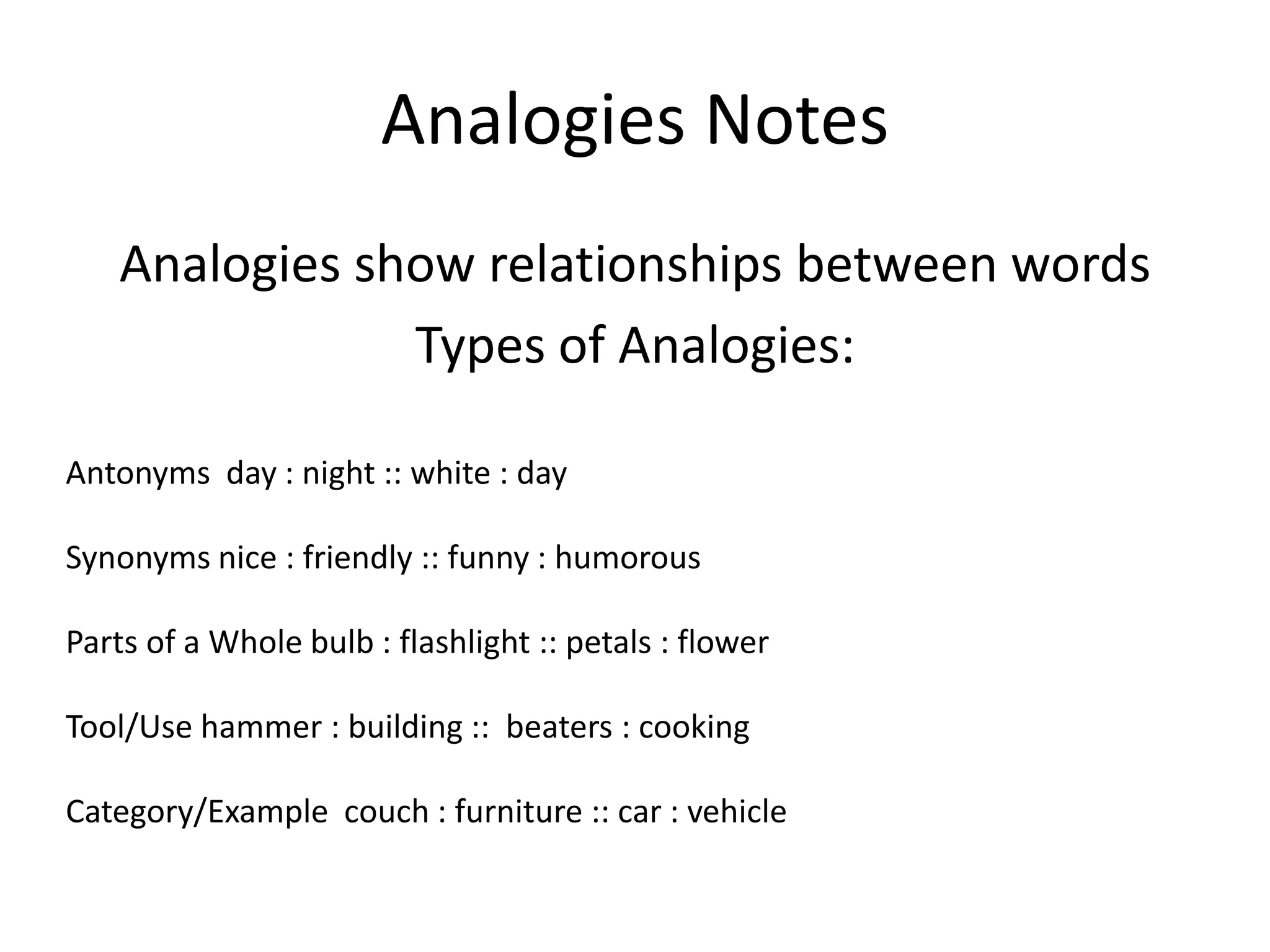 Analogies notes | PPTX