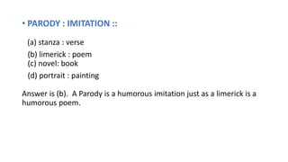 ANALOGIES part 1 for competitive exams ; GAT | PPTX