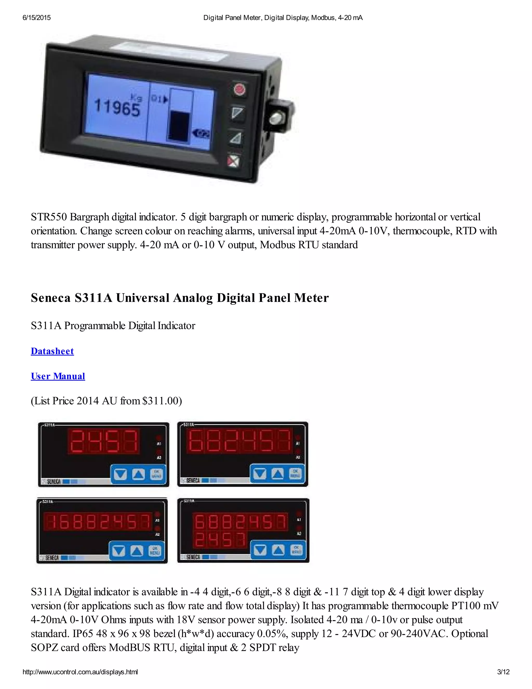 Analog Input Digital Panel Meters | PDF