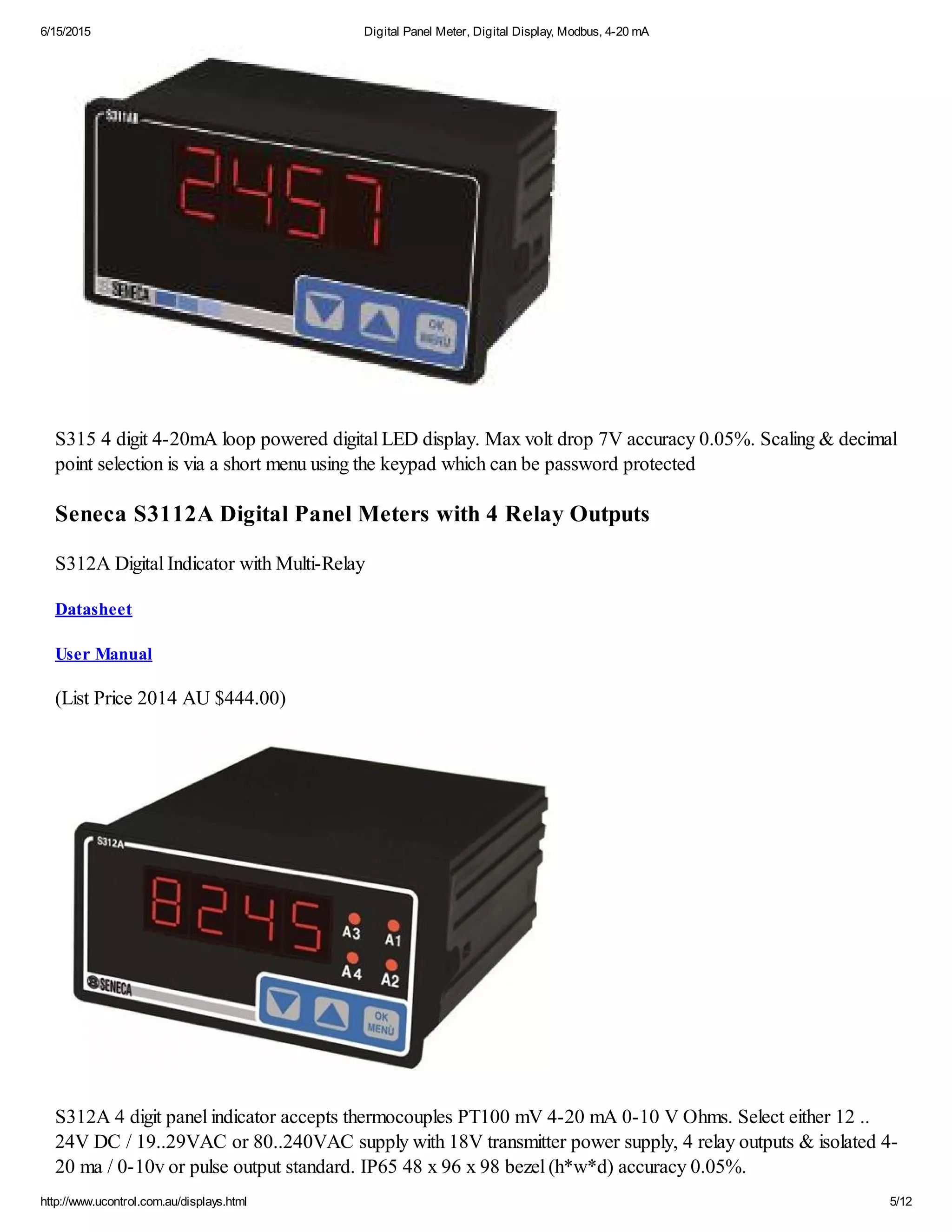 Analog Input Digital Panel Meters | PDF