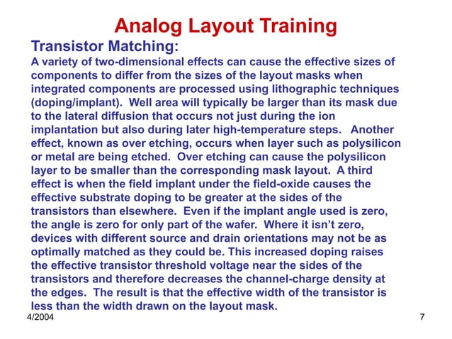 Analog Layout Basic Analog Layout Basic Analog Layout Basic Pptx Physics Science