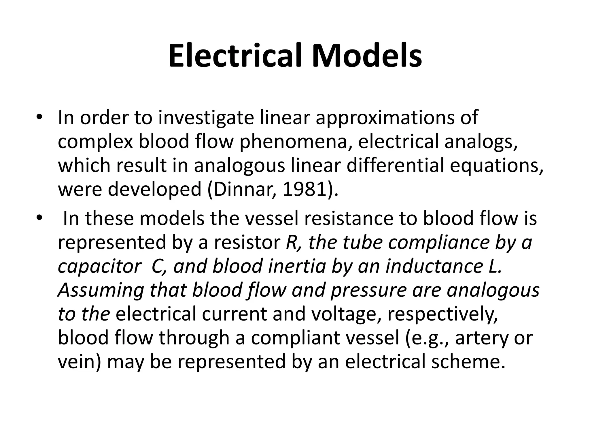 Analog models of blood flow | PPTX