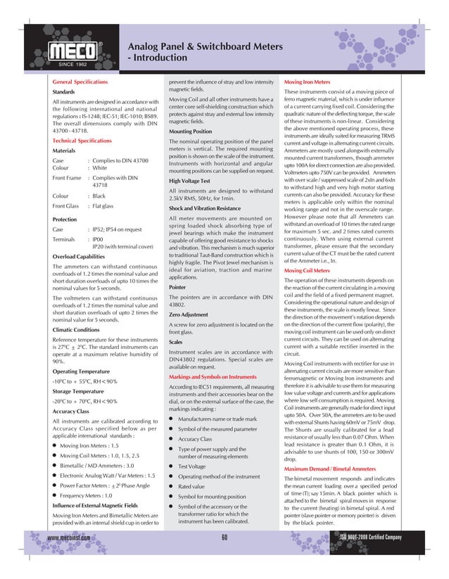 Analog Panel & Switchboard Meters