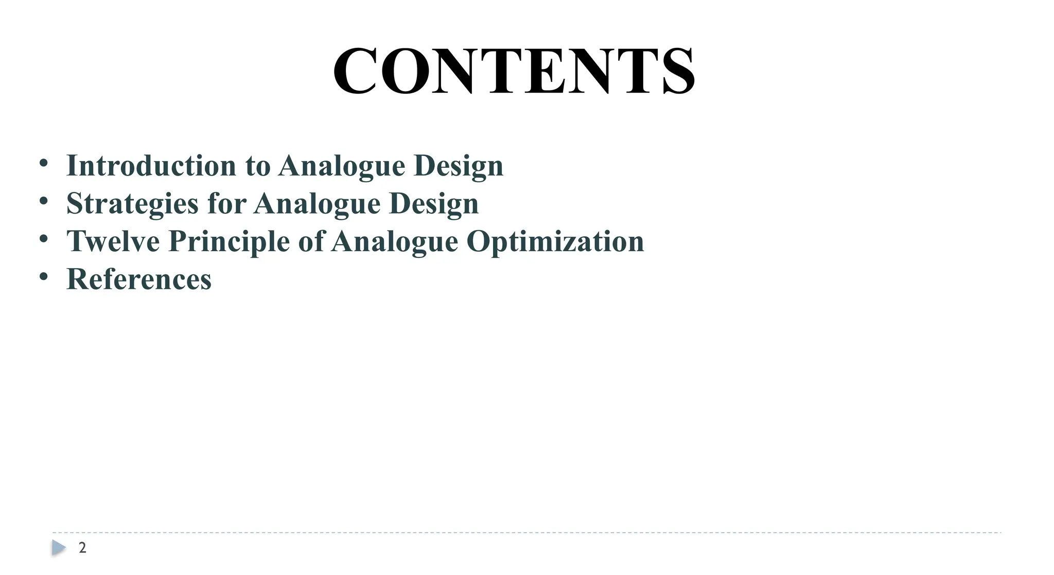 Analogue Design: Strategies and Principle | PPTX