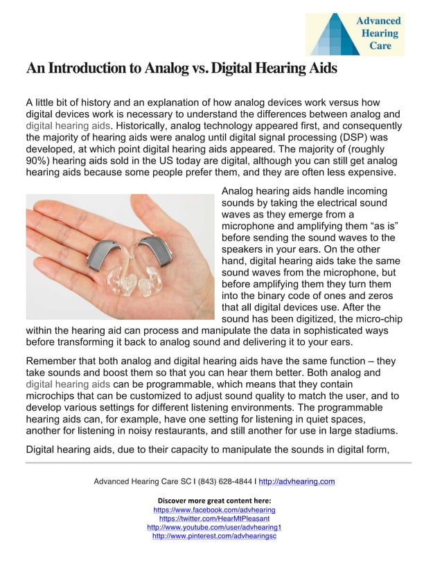 Analog vs. Digital Hearing Aids | PDF