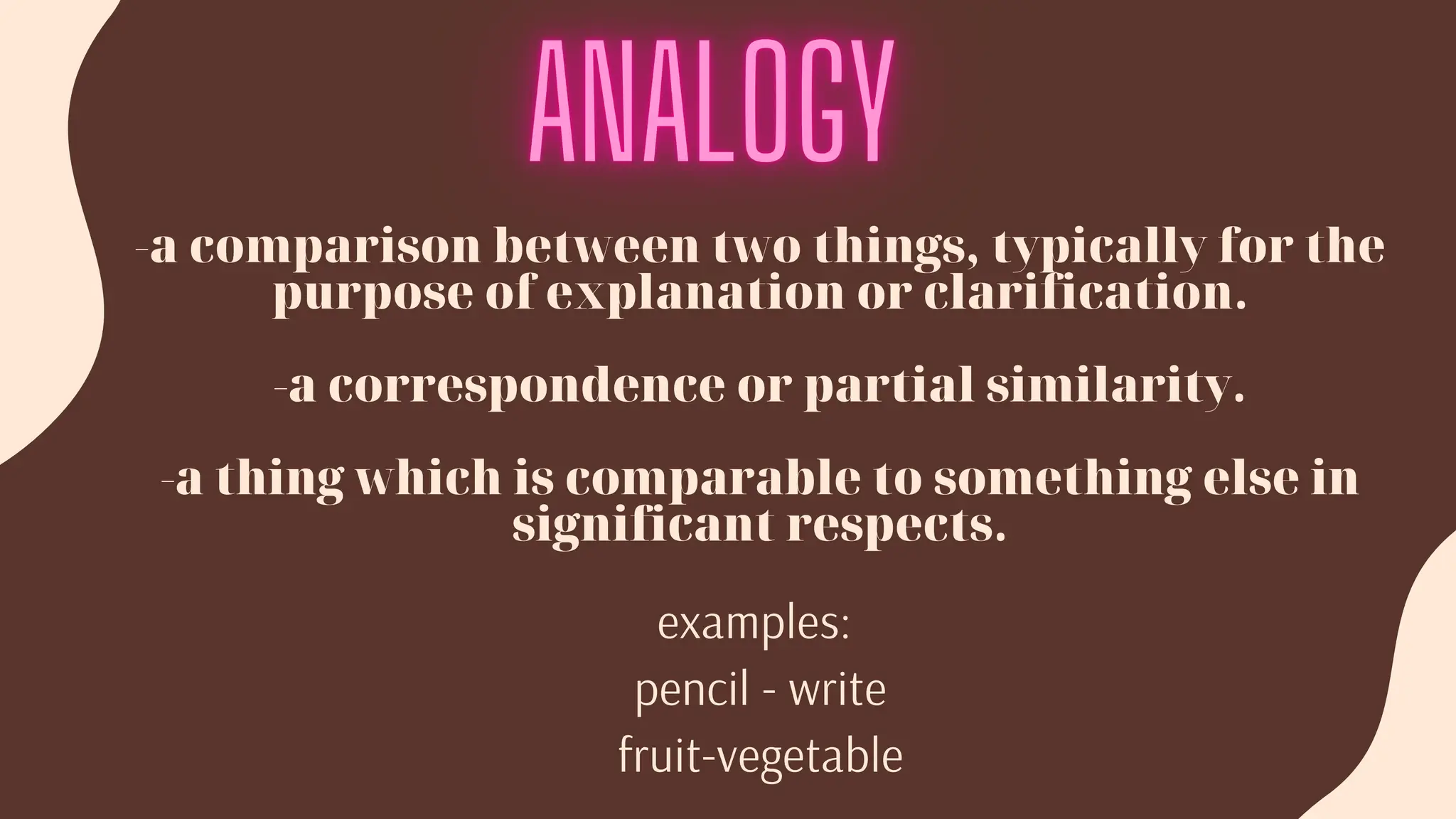 THE SEVEN TYPES OF ANALOGY; THE SEVEN TYPES OF ANALOGY FOR ENGLISH 5 ...