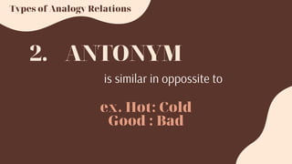 THE SEVEN TYPES OF ANALOGY; THE SEVEN TYPES OF ANALOGY FOR ENGLISH 5 ...