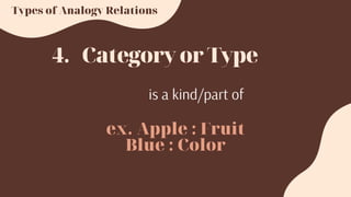 THE SEVEN TYPES OF ANALOGY; THE SEVEN TYPES OF ANALOGY FOR ENGLISH 5 ...