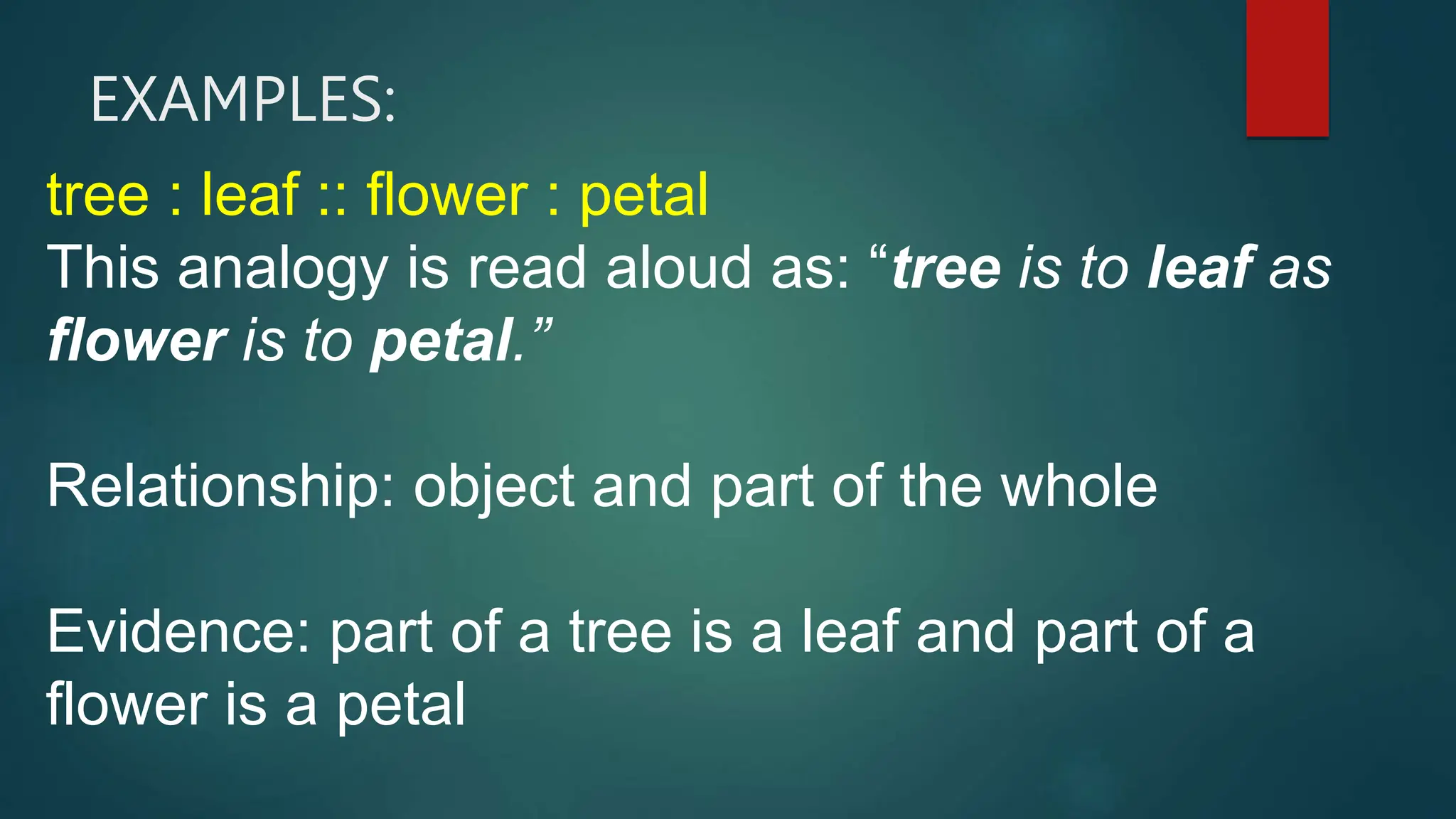 Supply other words or expressions that complete an analogy | PPTX