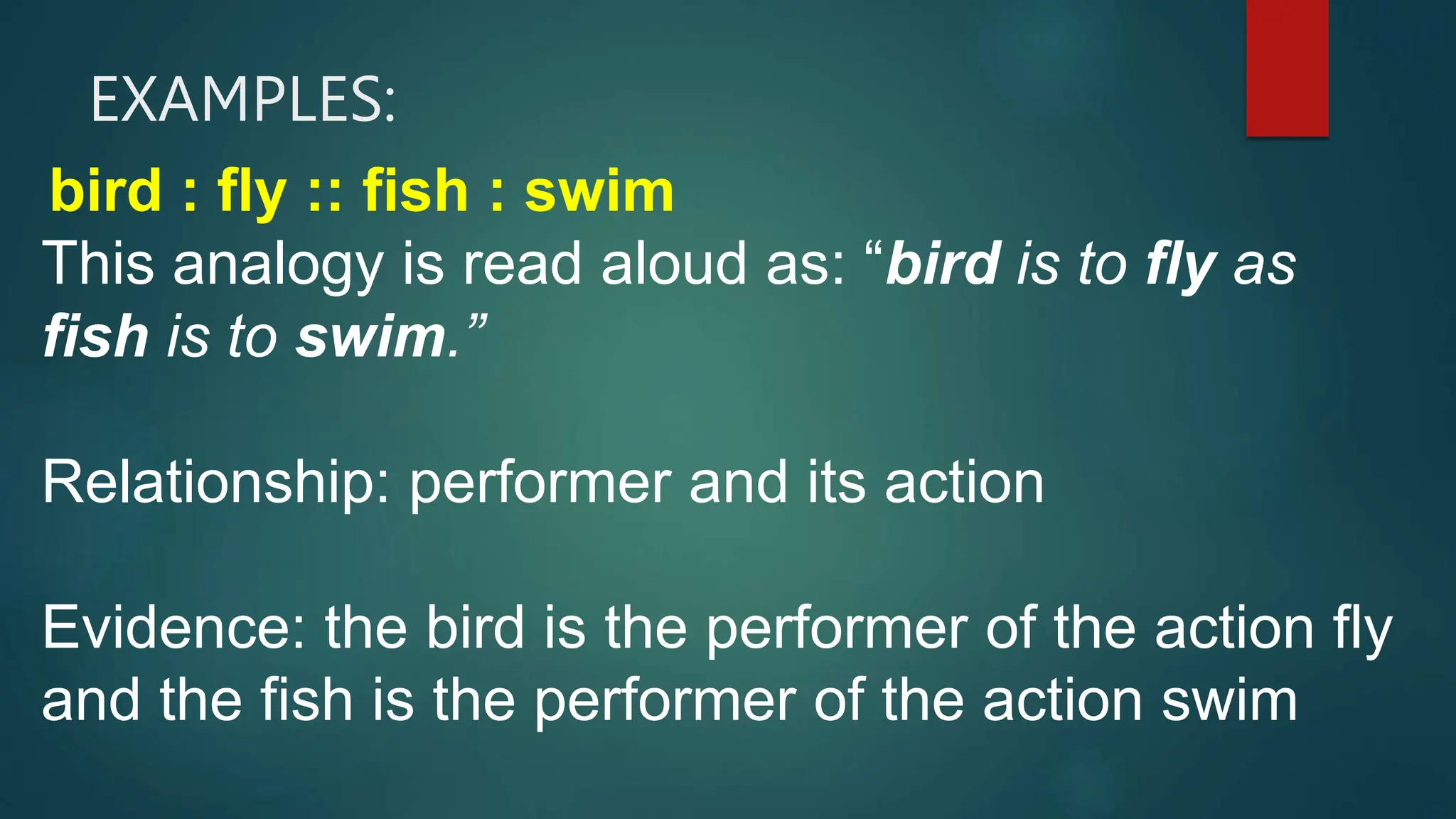 Supply other words or expressions that complete an analogy | PPTX