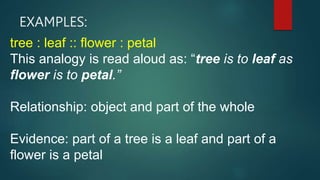 Supply other words or expressions that complete an analogy | PPTX