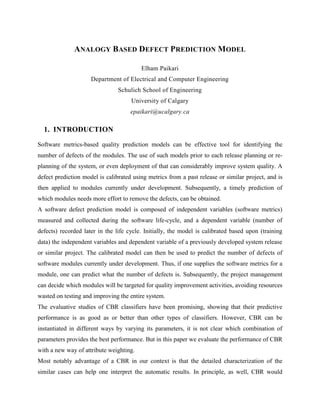 Analogy Based Defect Prediction Model Elham Paikari Department of ... | PDF