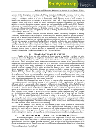 Analogy And Metaphor Pedagogical Approaches To Creative Writing | PDF