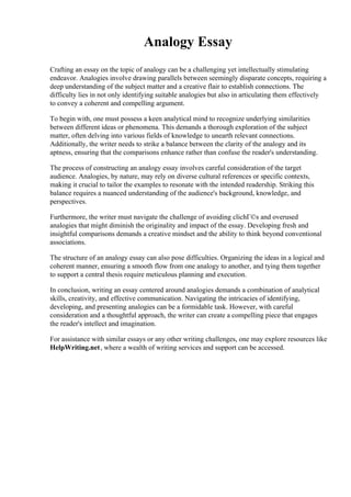 Analogy Essay. Abraham Lincoln University | PDF