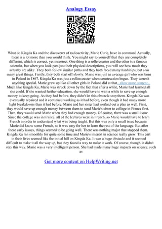 Analogy Essay Examples | PDF