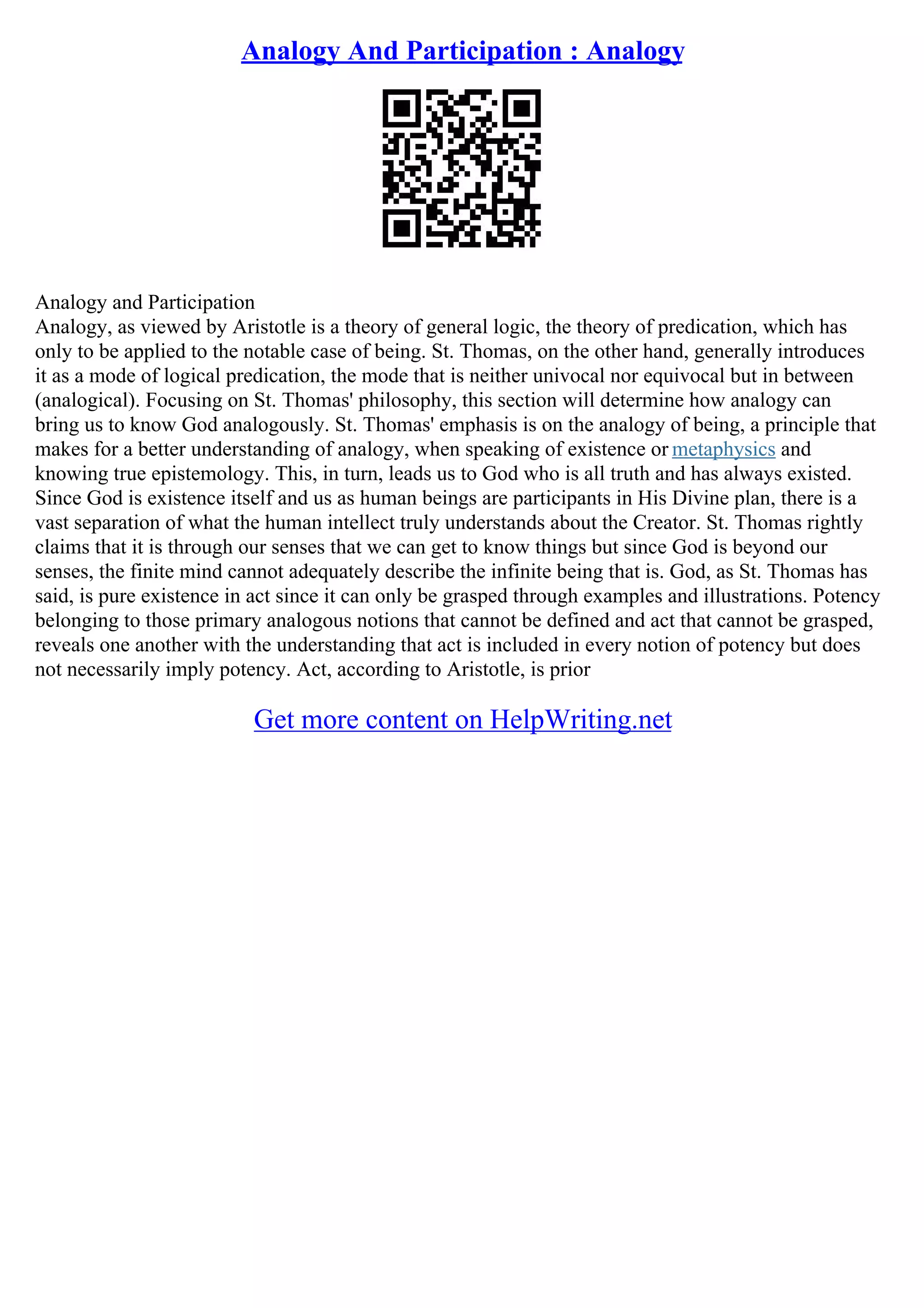 Analogy Essay Sample | PDF