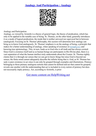 Analogy Essay Sample | PDF