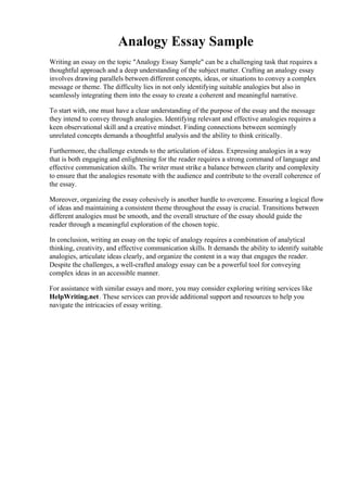 Analogy Essay Sample. Analogy: Definition and Examples of Analogy in ...