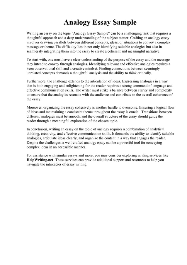 Analogy Essay Sample. Analogy: Definition and Examples of Analogy in ...