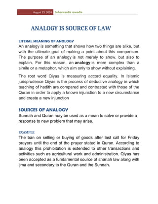 introduction to ANALOGY IS SOURCE OF law | DOCX